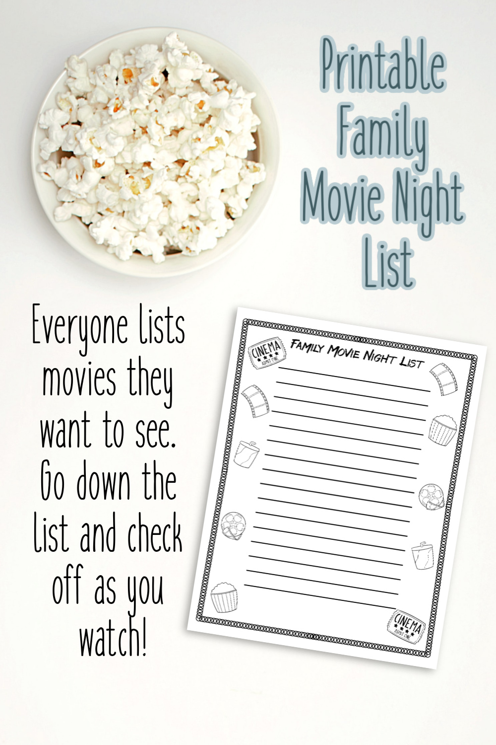 Printable Family Movie Night Bucket List - The Momma Diaries